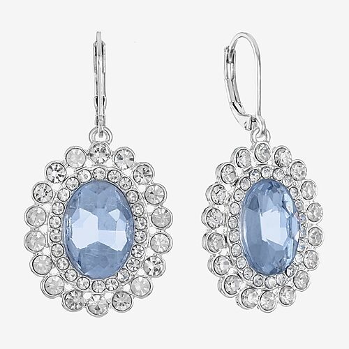 Click here for Monet Jewelry Womens Blue Glass Oval Drop Earrings... prices