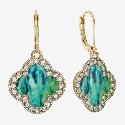 Click here for Monet Jewelry Womens Glass Clover Drop Earrings  O... prices