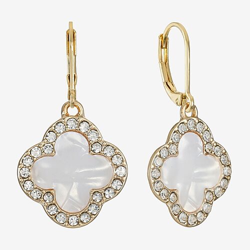 Click here for Monet Jewelry Womens Glass Clover Drop Earrings  O... prices