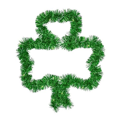 Northlight 25 Led Lighted Tinsel Shamrock Window Battery Operated St. Patricks Day Indoor Garland  One Size  Green