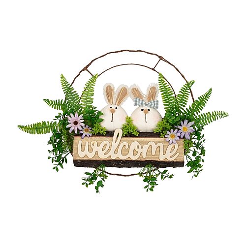 Click here for Northlight 16 Rabbit Couple Floral Welcome Hanging... prices