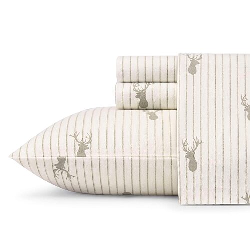 Eddie Bauer Printed Cotton Flannel 4-Pc. Sheet Set  King - Deer Lodge