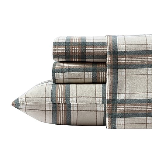 Eddie Bauer Cotton Flannel Sheet Set  One Size  Green