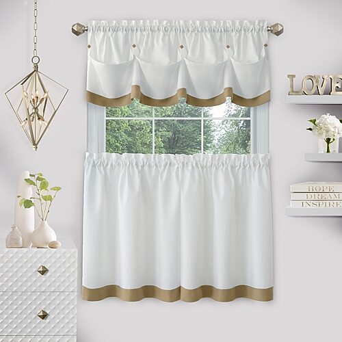 Click here for Achim Lana 3-pc. Rod Pocket Kitchen Curtains & Dra... prices