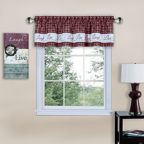 Achim Live Love Laugh Window Valance  58 x 14 - Burgundy