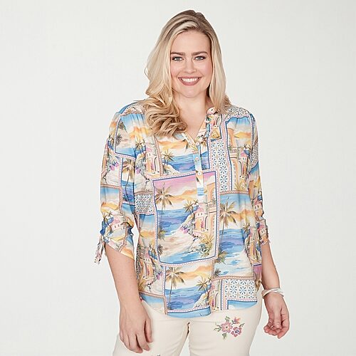 Click here for Alfred Dunner Beachcomber Womens V Neck 3/4 Sleeve... prices