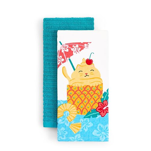 Click here for Layerings Pineapple Cat 2-pc. Kitchen Towel Set  O... prices