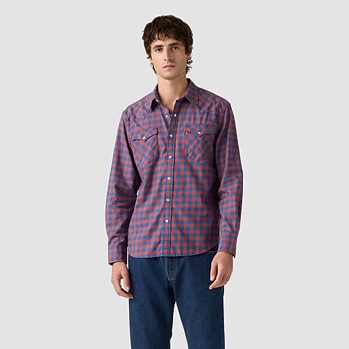 Click here for Levis Mens Long Sleeve Western Shirt  Medium  Red prices