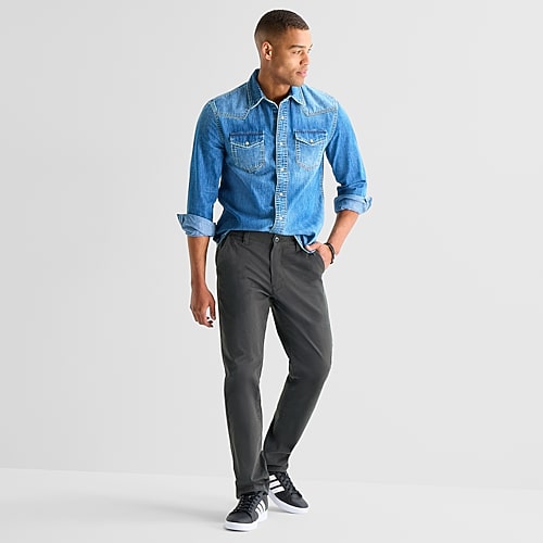 Click here for mutual weave Standard Chino Mens Slim Fit Flat Fro... prices