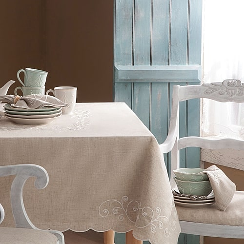 Lenox French Perle Embroidered Tablecloths