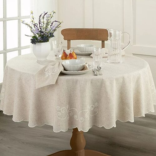 Click here for Lenox French Perle Linen Embroidered 70 Round Tabl... prices