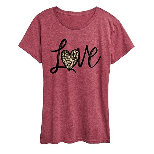 Click here for Love Leopard Heart Womens Crew Neck Short Sleeve C... prices