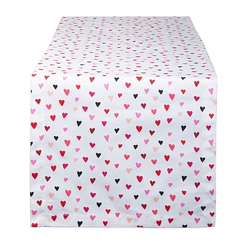 Design Imports Confetti Hearts Print Table Runner  One Size  Multiple Colors