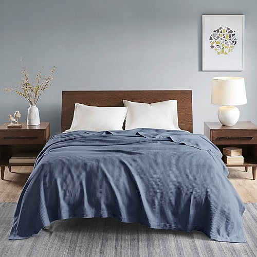 Click here for Madison Park Egyptian Cotton Blanket  Twin - Blue prices