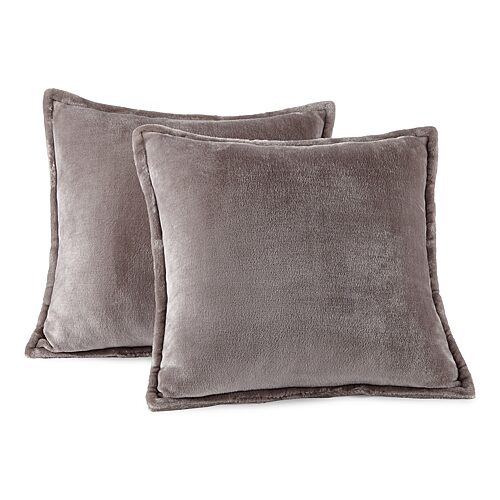 Home Expressions Velvet Plush 2-pack Square Throw Pillow  One Size  Gray