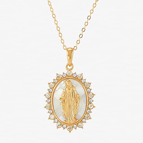 Click here for Miraculous Medal Womens White Mother Of Pearl 14K... prices