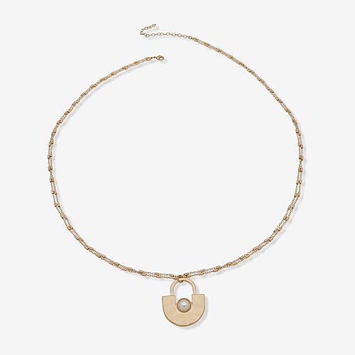 Click here for A.N.A Two Tone Hammered Womens 32 Inch Pendant Nec... prices