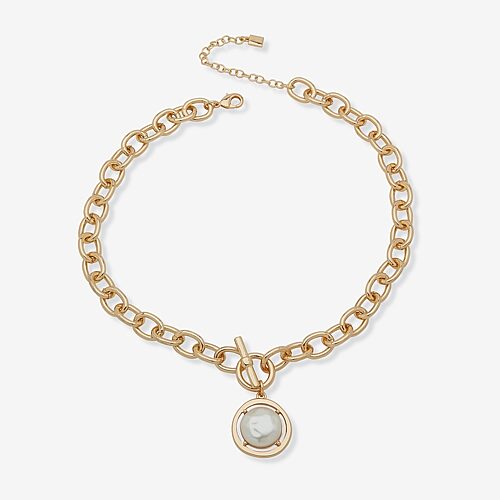 Click here for Worthington Gold Tone Toggle Womens White Simulate... prices