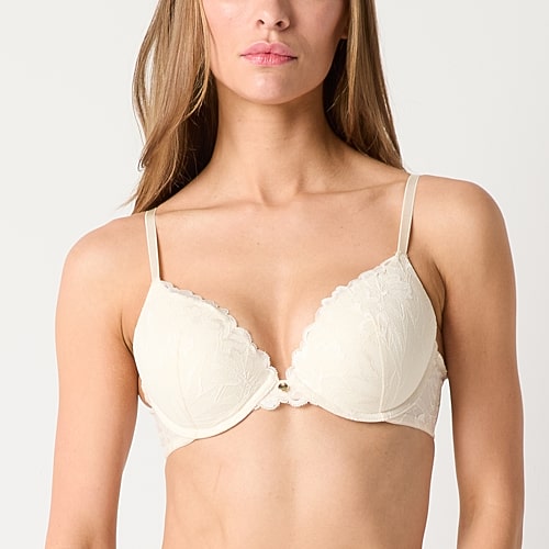 Click here for Ambrielle Tulip Lace Push Up Bra  B  White prices