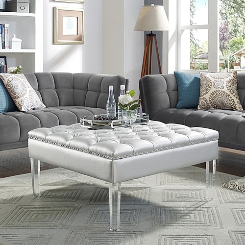 Click here for Coco Tufted Ottoman  One Size  Silver prices