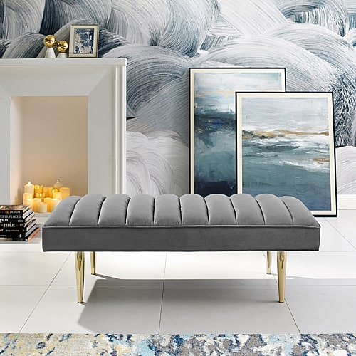 Click here for Inspired Home Denver Upholstered Bench  One Size... prices