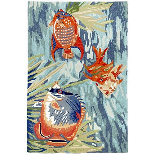 Liora Manne Ravella 2255 Tropical Fish Blue Indoor Outdoor Area Rug