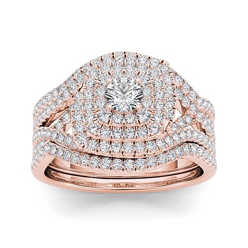 Click here for 1 CT.T.W. Natural Diamond 10K Rose Gold Bridal Rin... prices