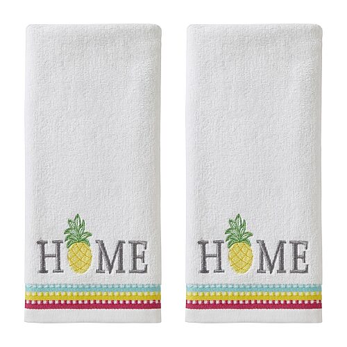 Saturday Knight Pineapple Home 2-pc. Hand Towel  One Size  White