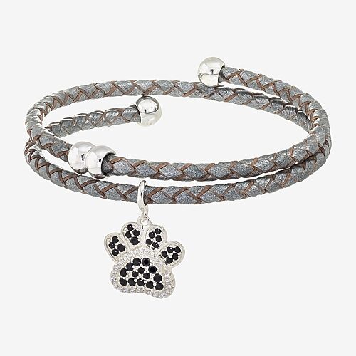 Click here for Sparkle Allure Leather Coil Paw Charm Womens Black... prices