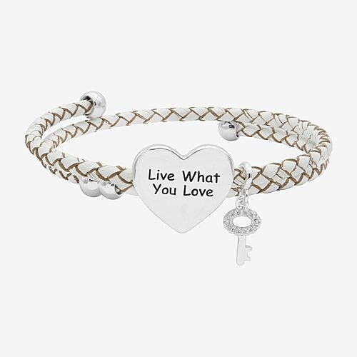 Click here for Sparkle Allure White Leather Coil Womens Cubic Zir... prices