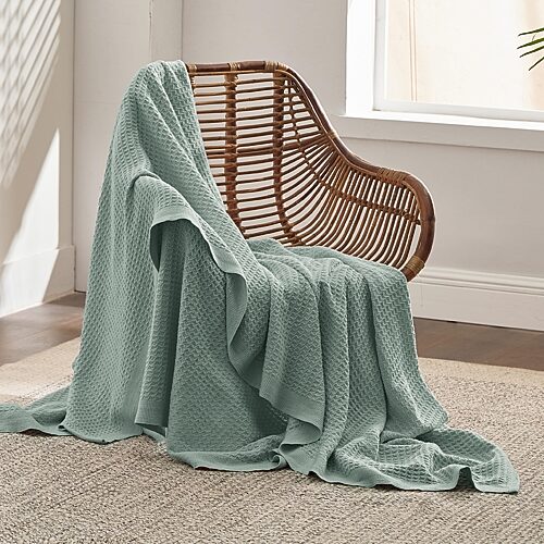 Click here for Bedsure Cotton Solid-Waffle Midweight Blanket  One... prices
