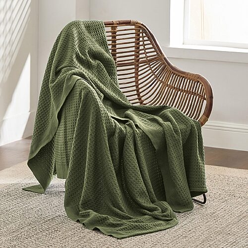 Click here for Bedsure Cotton Solid-Waffle Midweight Blanket  One... prices