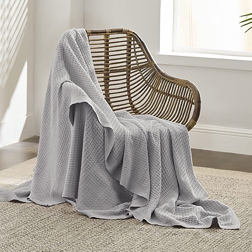 Click here for Bedsure Cotton Solid-Waffle Midweight Blanket  One... prices