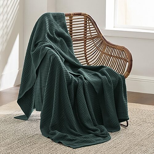 Click here for Bedsure Cotton Solid-Waffle Midweight Blanket  One... prices