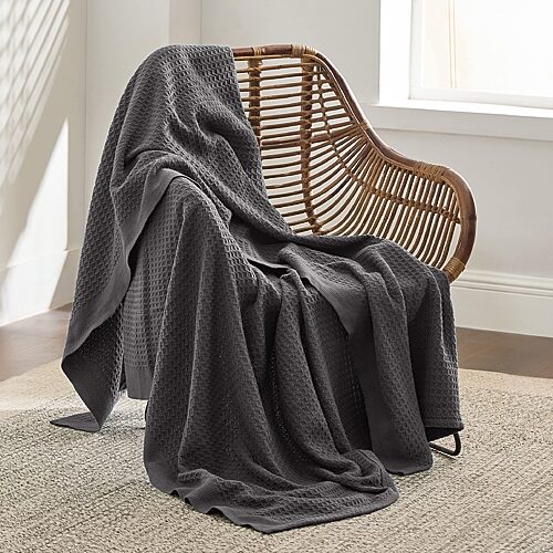 Click here for Bedsure Cotton Solid-Waffle Midweight Blanket  One... prices
