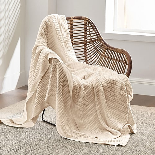 Click here for Bedsure Cotton Solid-Waffle Midweight Blanket  One... prices