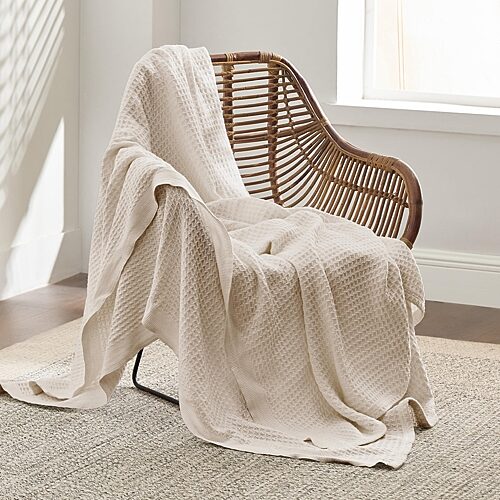 Click here for Bedsure Cotton Solid-Waffle Midweight Blanket  One... prices