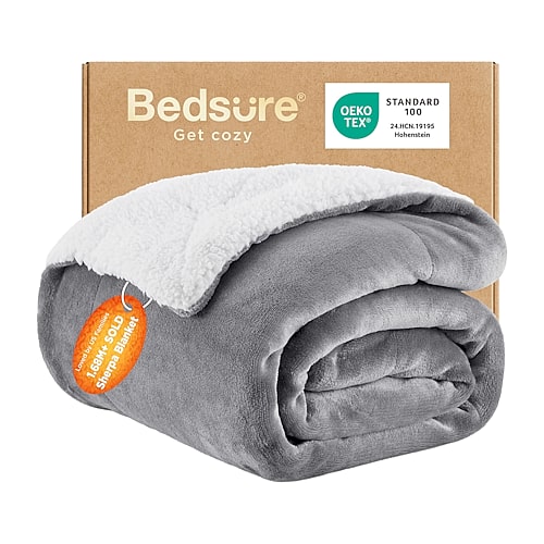 Click here for Bedsure Sherpa Solid Midweight Blanket  One Size... prices