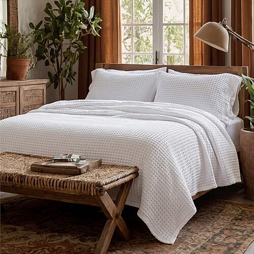 Click here for Bedsure Woven Bamboo Waffle Midweight Blanket  One... prices