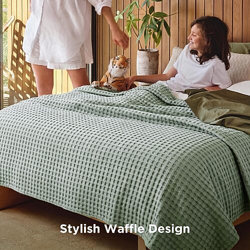 Click here for Bedsure Woven Bamboo Waffle Midweight Blanket  One... prices