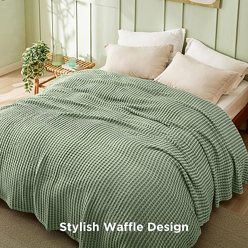 Click here for Bedsure Woven Bamboo Waffle Midweight Blanket  One... prices