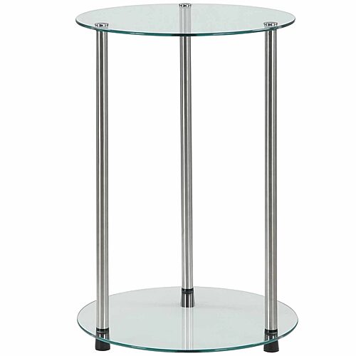 Click here for Donovan 2-Tier Round Glass End Table  One Size  Gr... prices