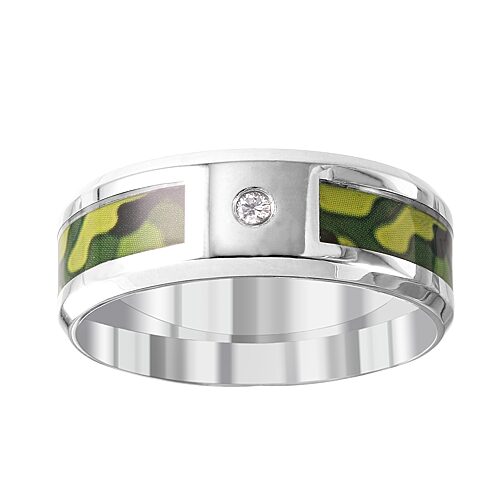 Click here for Green Camo Mens 8MM Diamond Accent Natural White D... prices