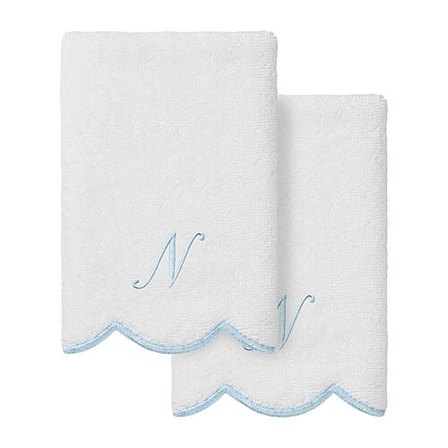 Click here for Linum Home Textiles Adornia Blue Scallop Personali... prices