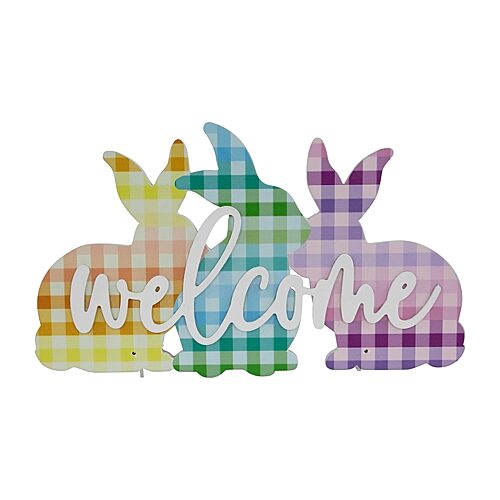 Click here for Northlight 14 Gingham Bunnies Welcome Wall Sign  O... prices