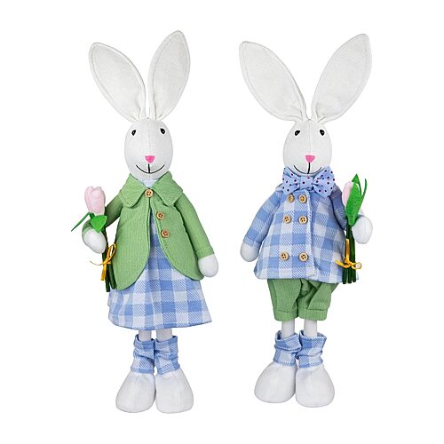Click here for Northlight 19 Bunny Couple In Matching Checkered O... prices