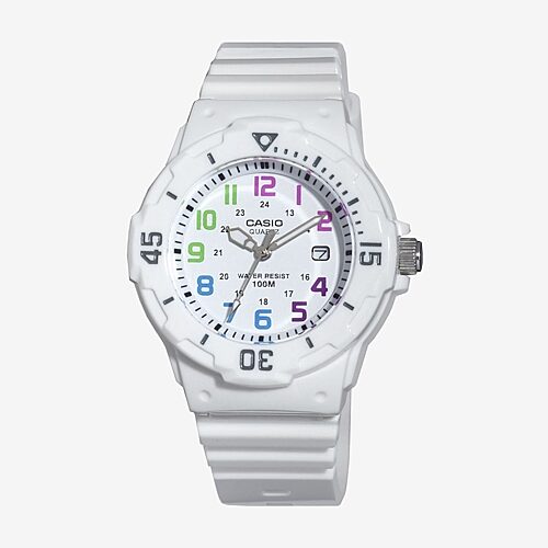 Click here for Casio #LRW200H-7BV Womens White Rubber Band 100M S... prices