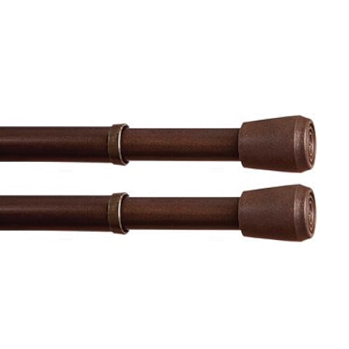 Kenney Fast Fit No Tools 2 Pack 7/16 IN Tension Curtain Rod  One Size  Brown