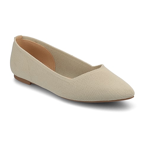 Journee Collection Womens Minnah Knit Pointed Toe Dress Flats - Taupe