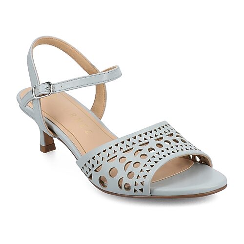 Journee Collection Womens Jessly Perforated Kitten Heel Dress Sandals - Light Blue